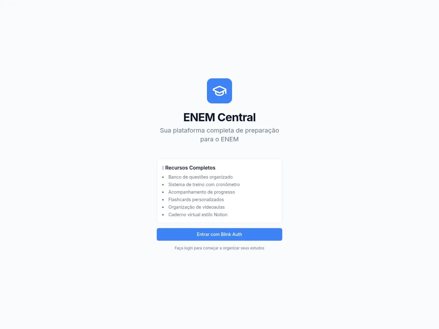 ENEM Central: Plataforma Completa de Estudo e Organização para Provas