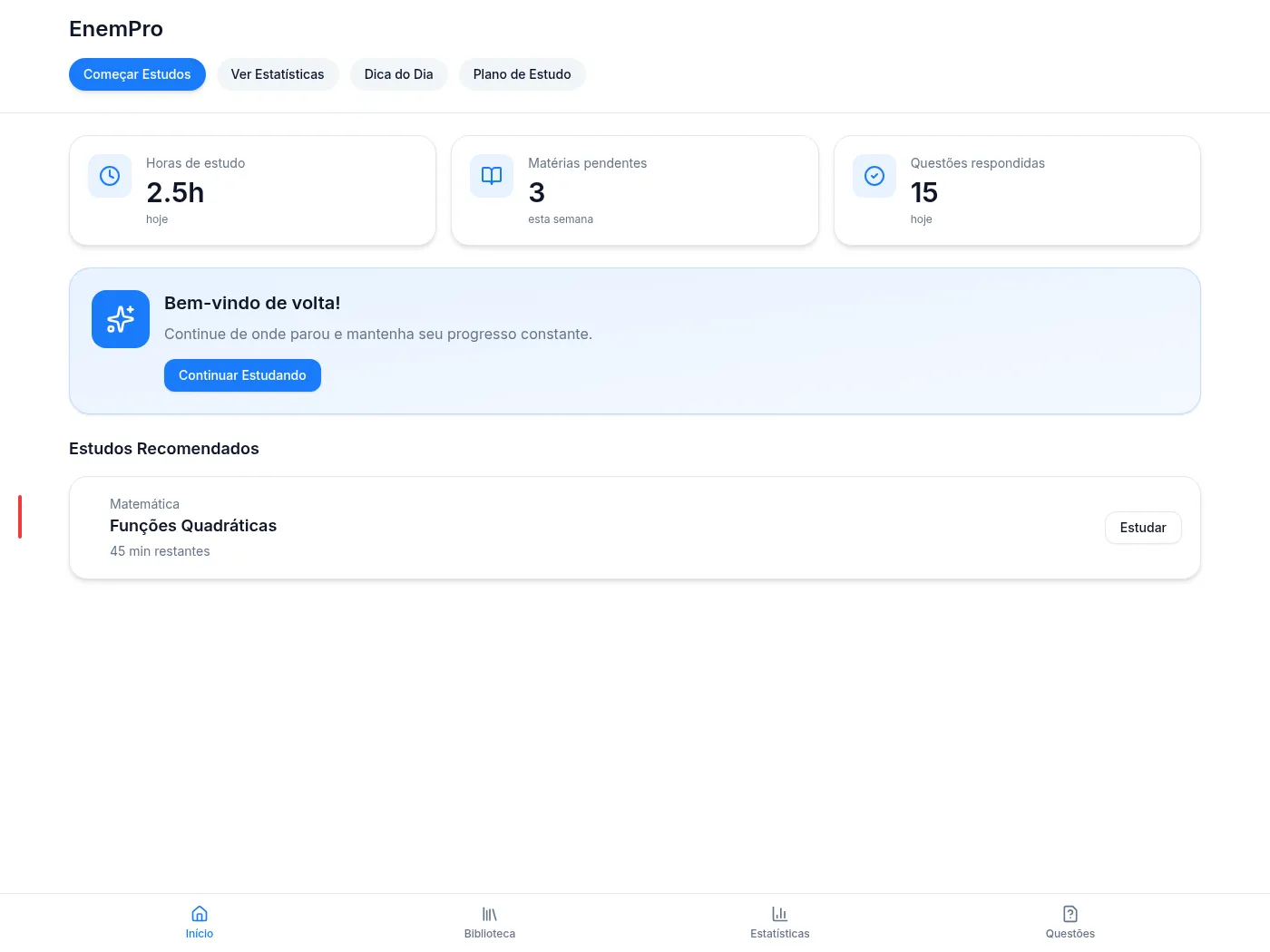 EnemPro: Modern Study Companion for ENEM
