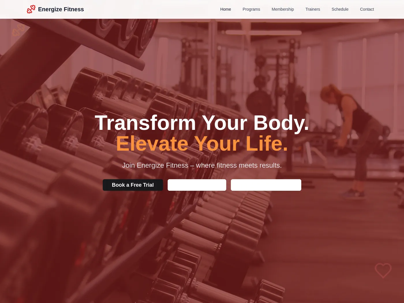 Energize Fitness Center Website