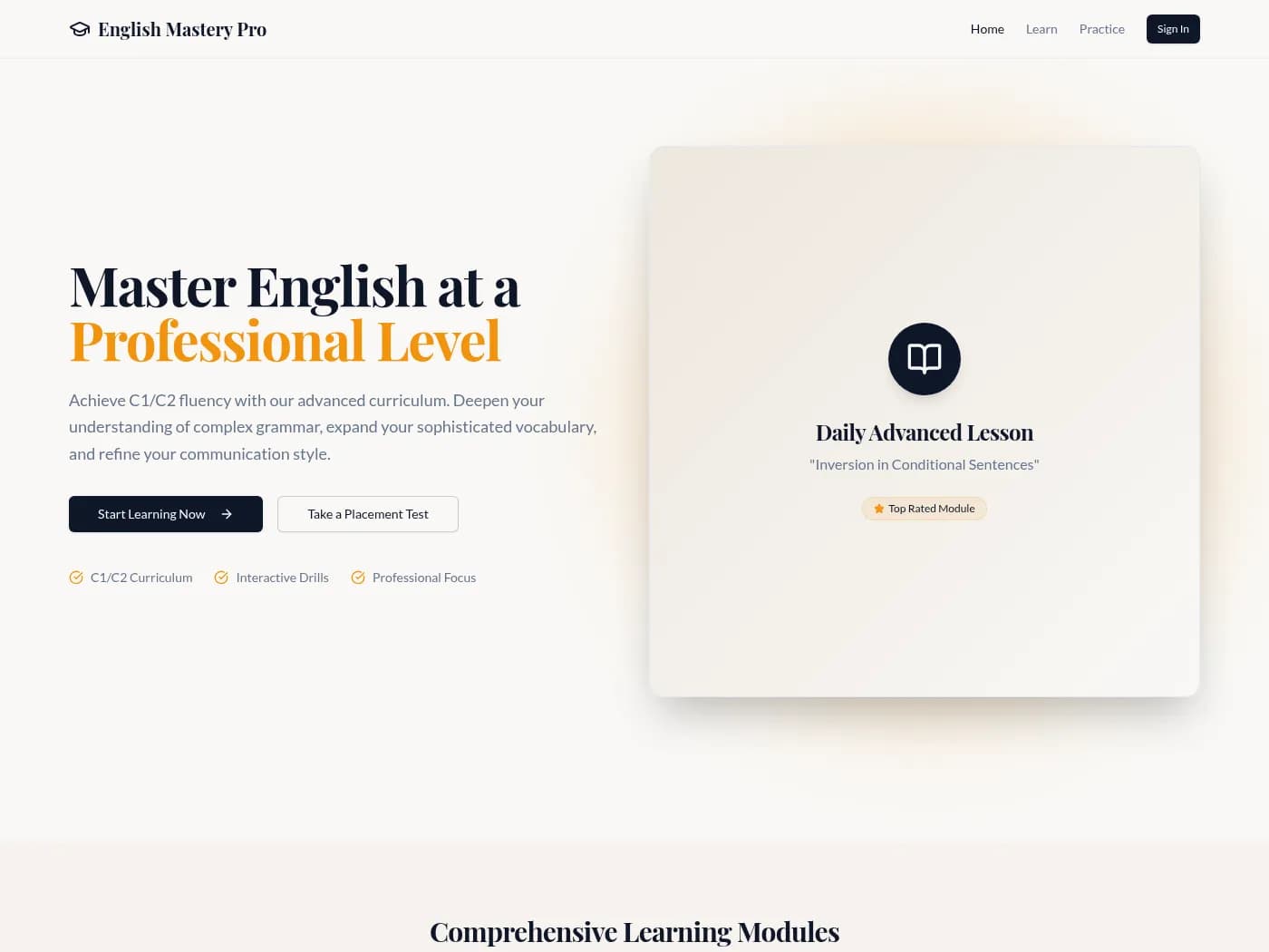 English Mastery Pro: Advanced Learning Platform