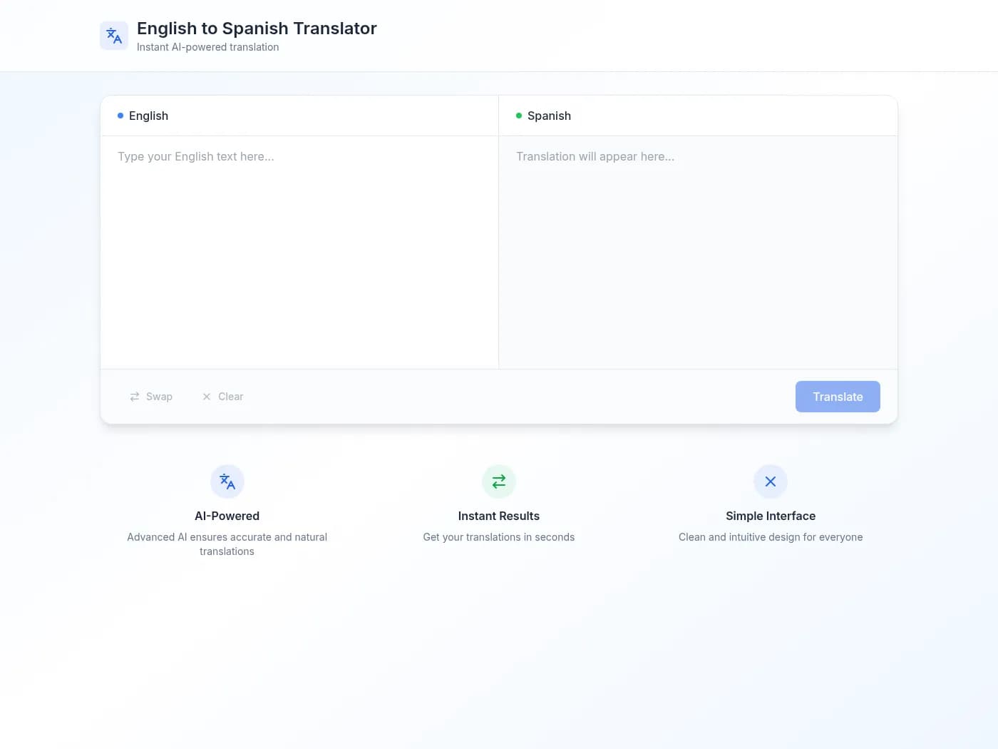 Simple English to Spanish Translator