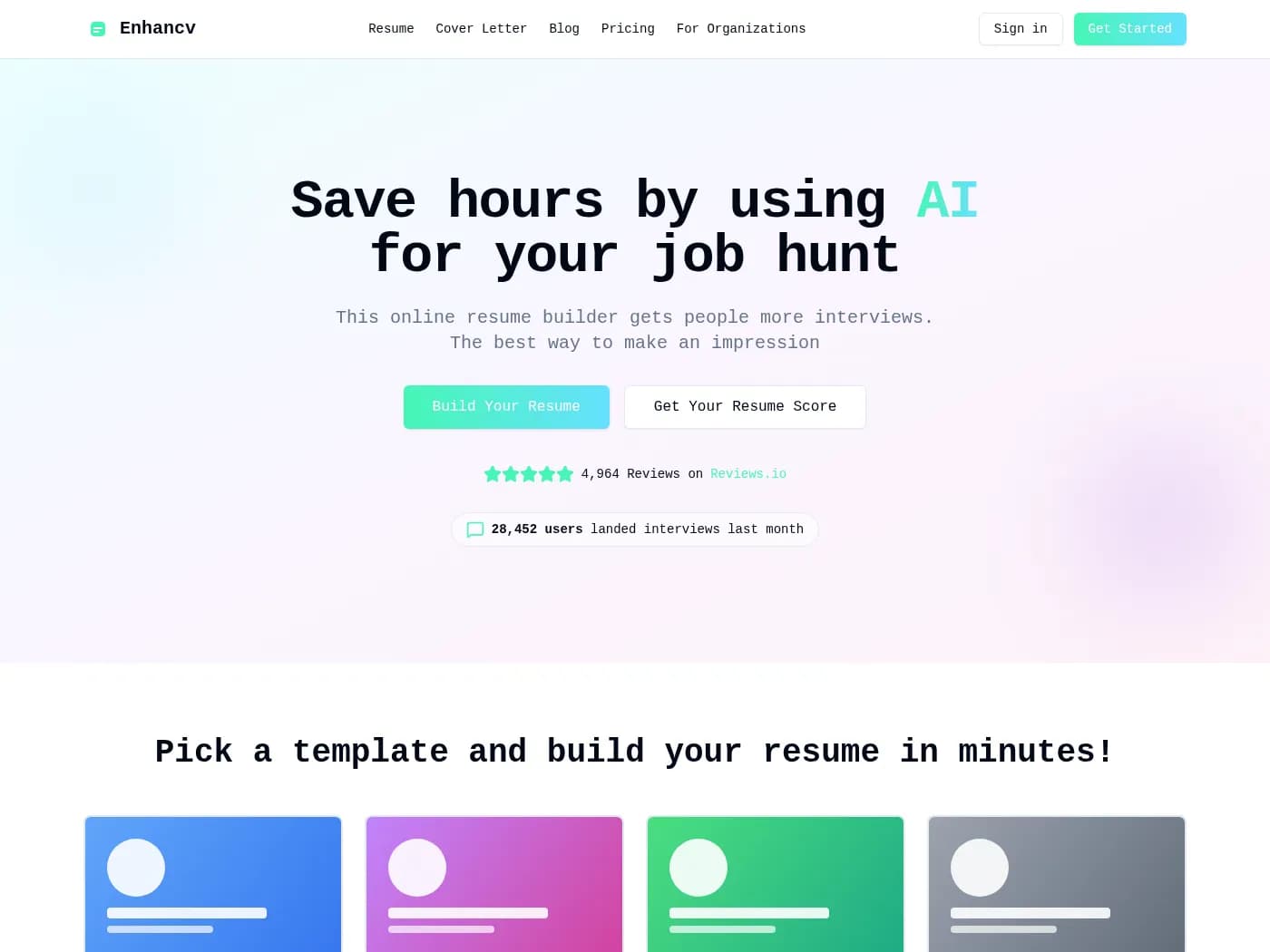 Enhancv Clone – Personalized Online Resume Builder