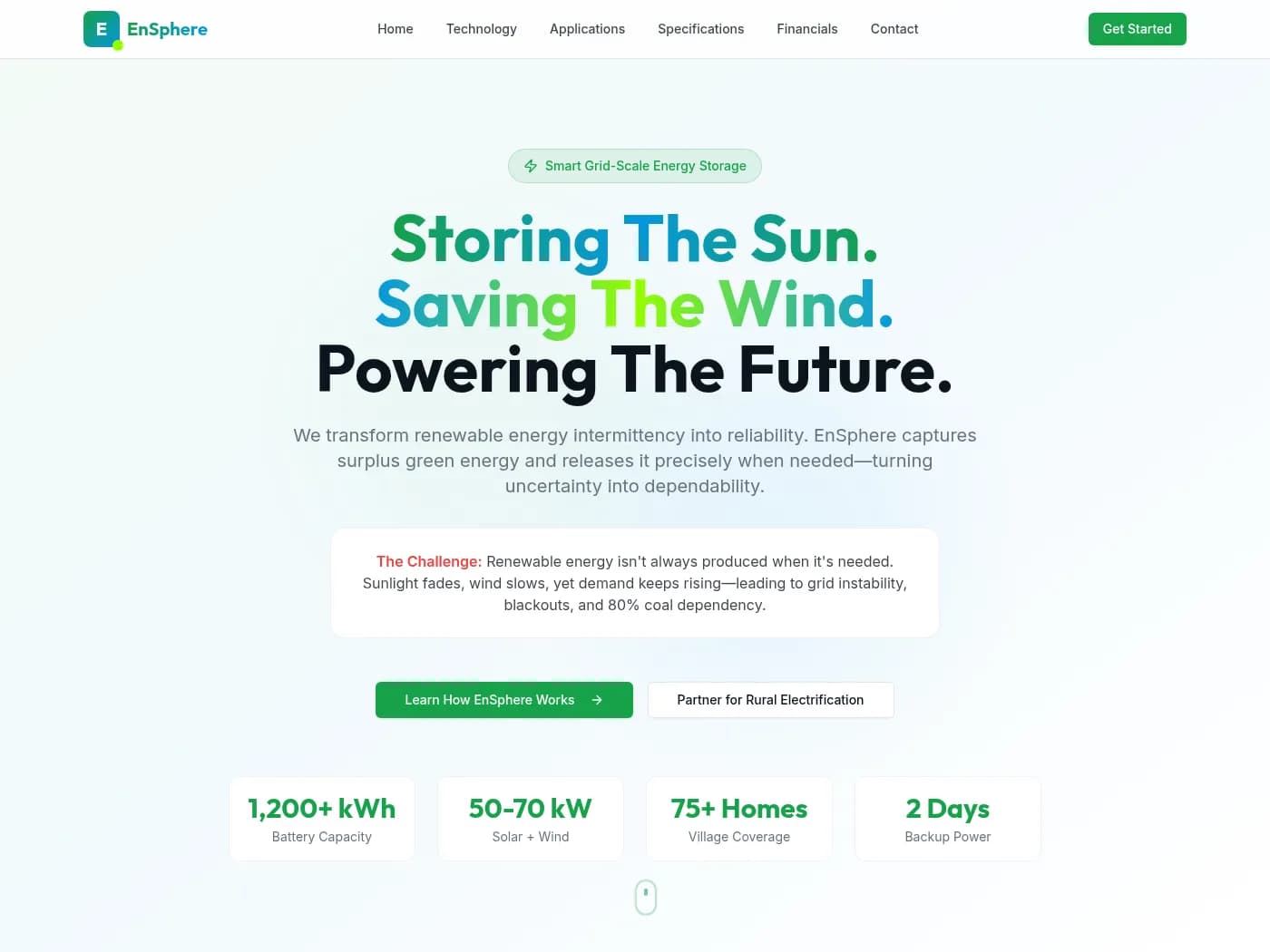 EnSphere – Intelligent Grid-Scale Battery Energy Storage Website