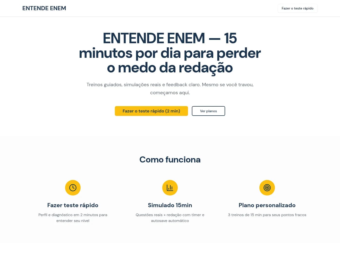 Entende ENEM — Plataforma de Treinos Guiados, Simulados e Feedback para Redação ENEM
