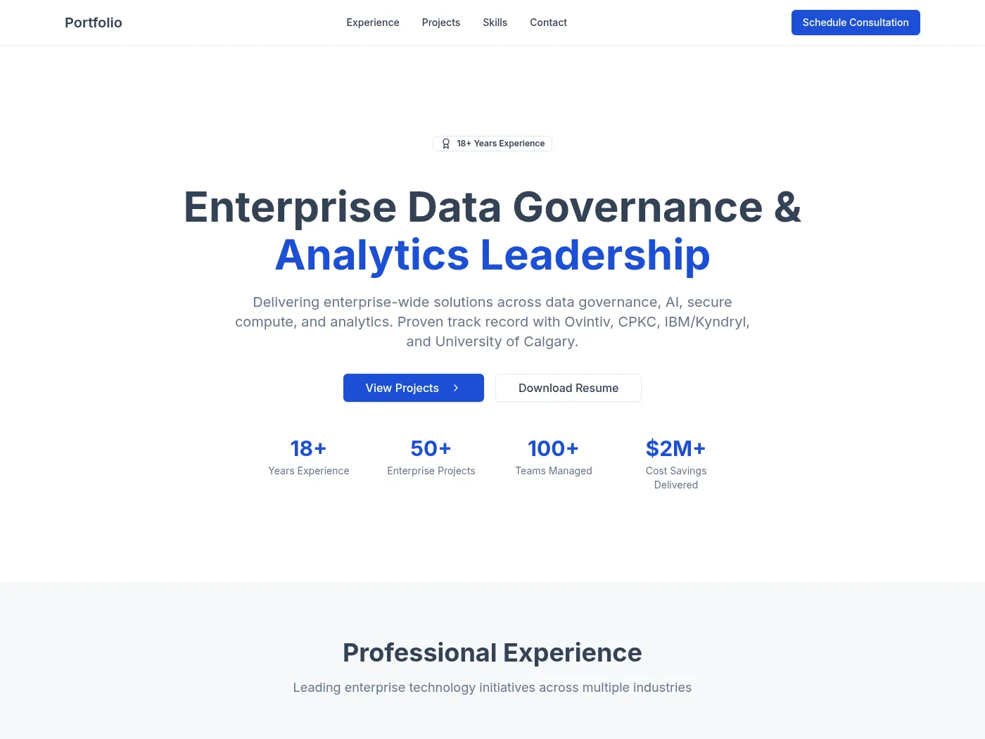 Enterprise Data Governance & Analytics Success Portfolio