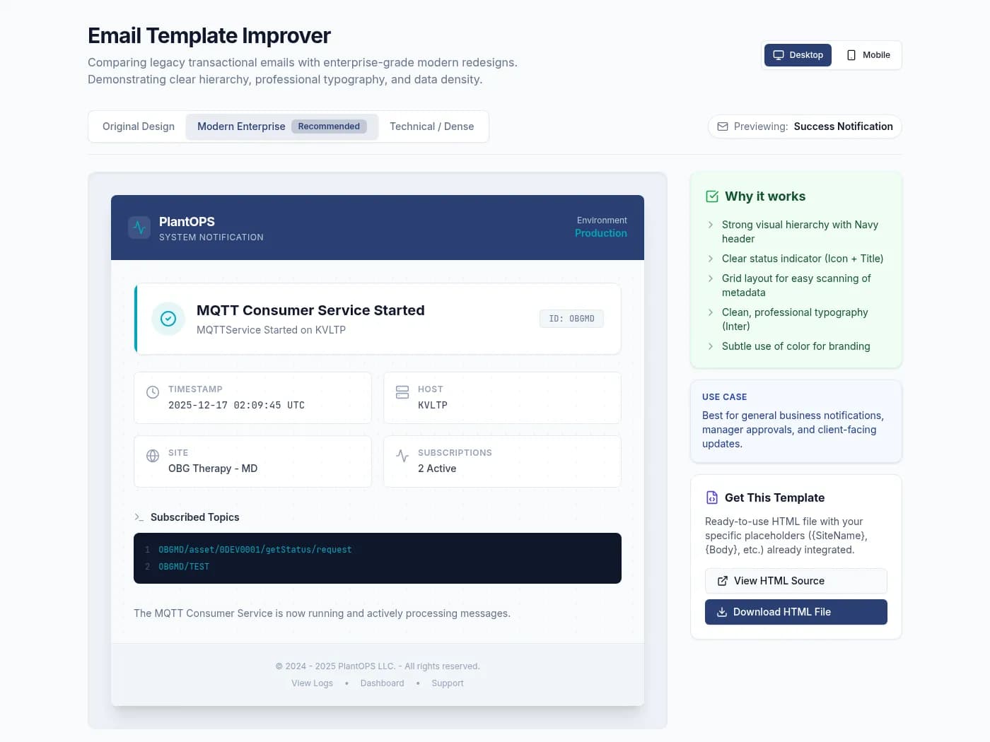 Enterprise Email Template Improvement Tool