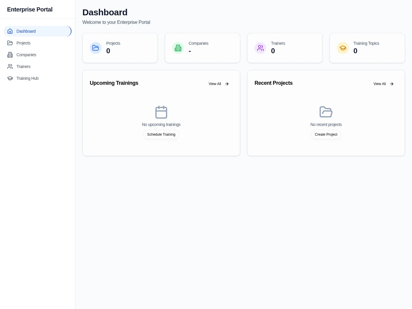 Enterprise Portal: Unified Project, CRM, and Training Management Web App