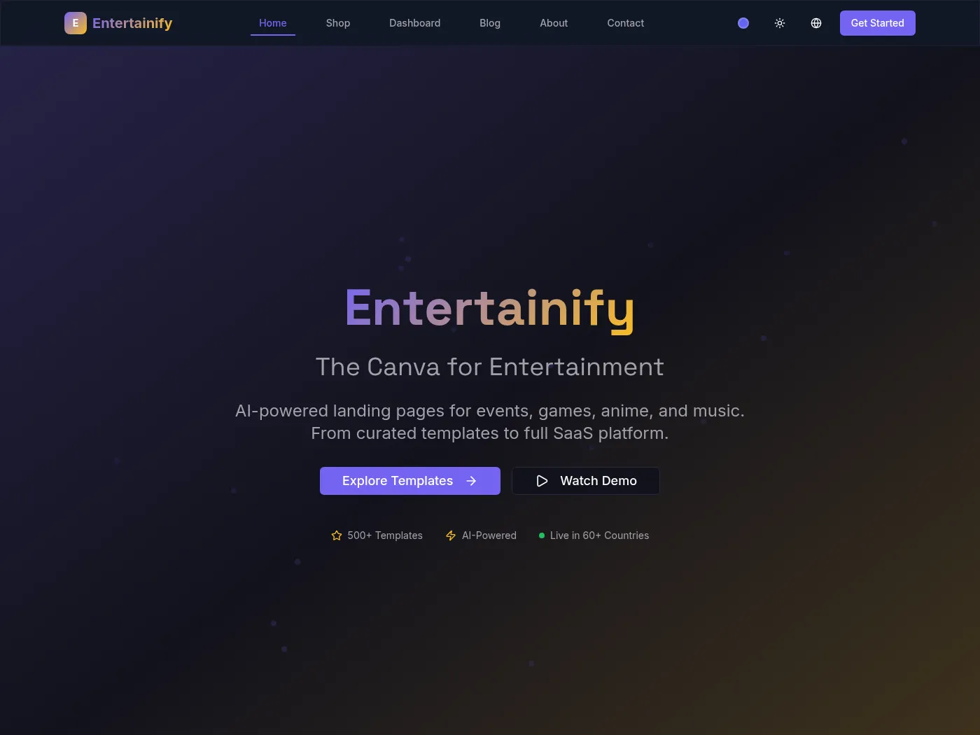 Entertainify: The AI-Powered Entertainment Landing Page Hub & SaaS Platform