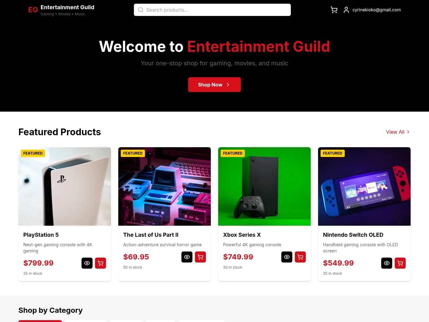 Entertainment Guild Online Store Prototype