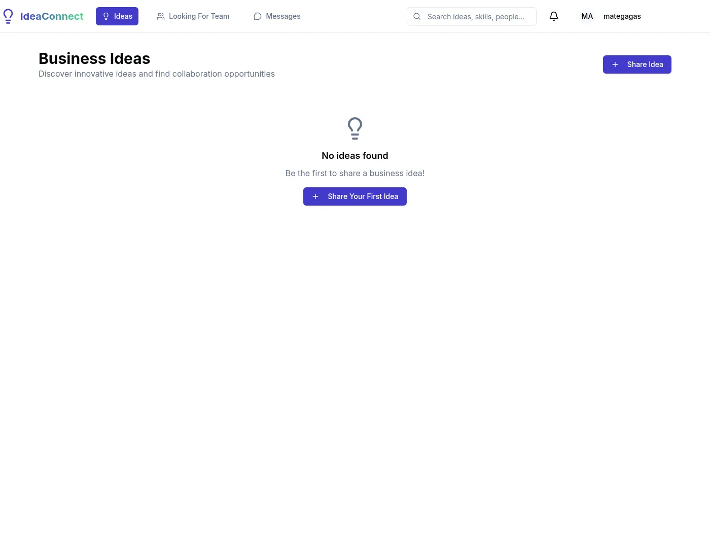 Entrepreneur Idea Matchmaking Community App