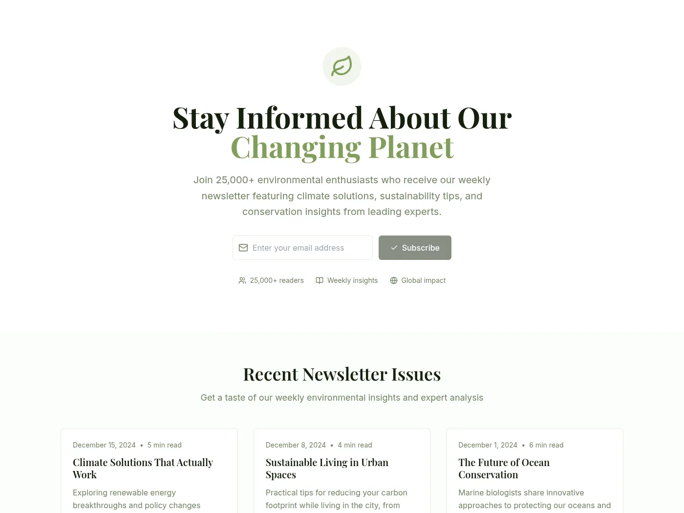 EcoNewsletter Audience Booster Landing Page