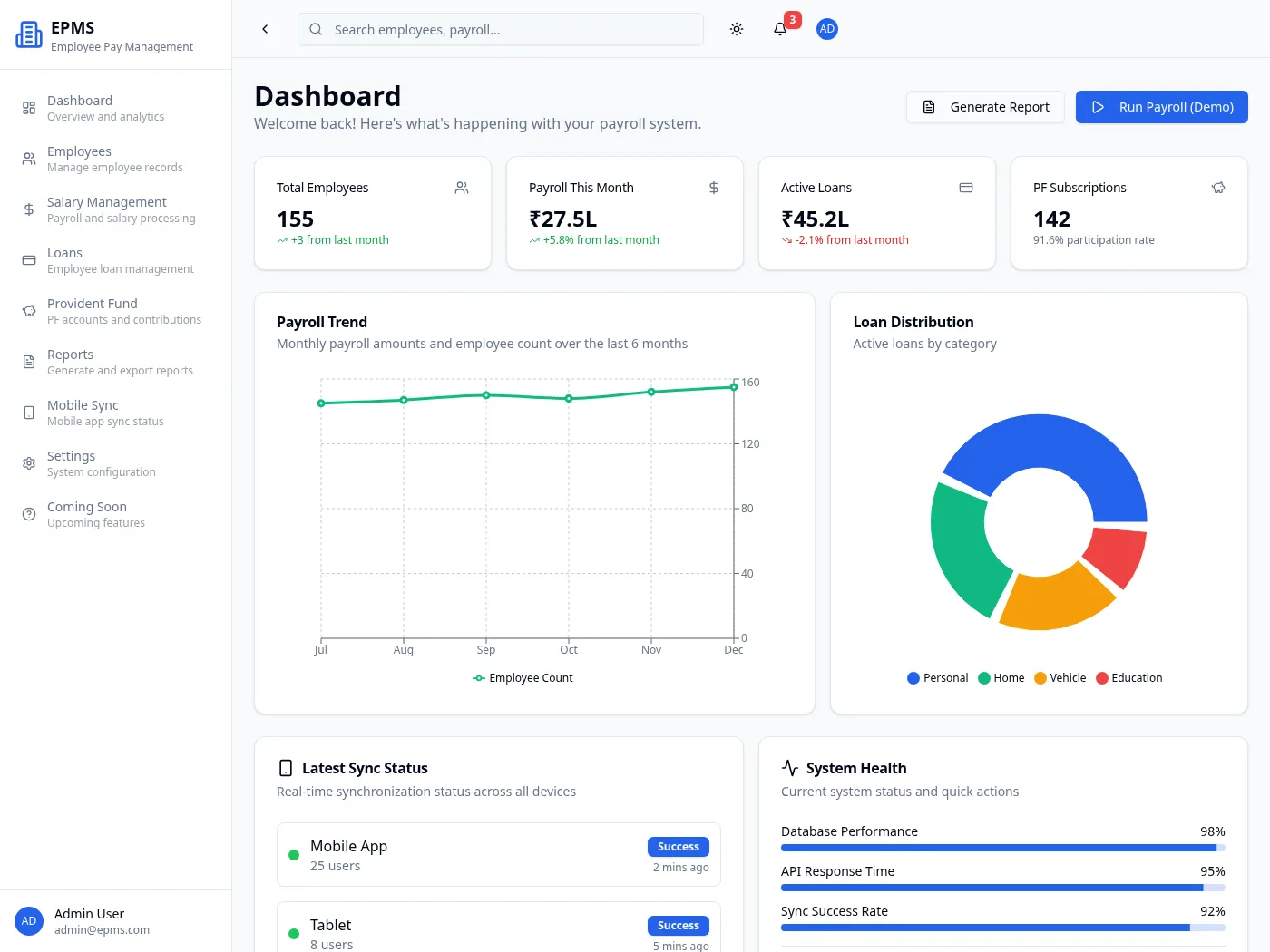 EPMS (Employee Pay Management System) – Fullstack Payroll & HR Web App