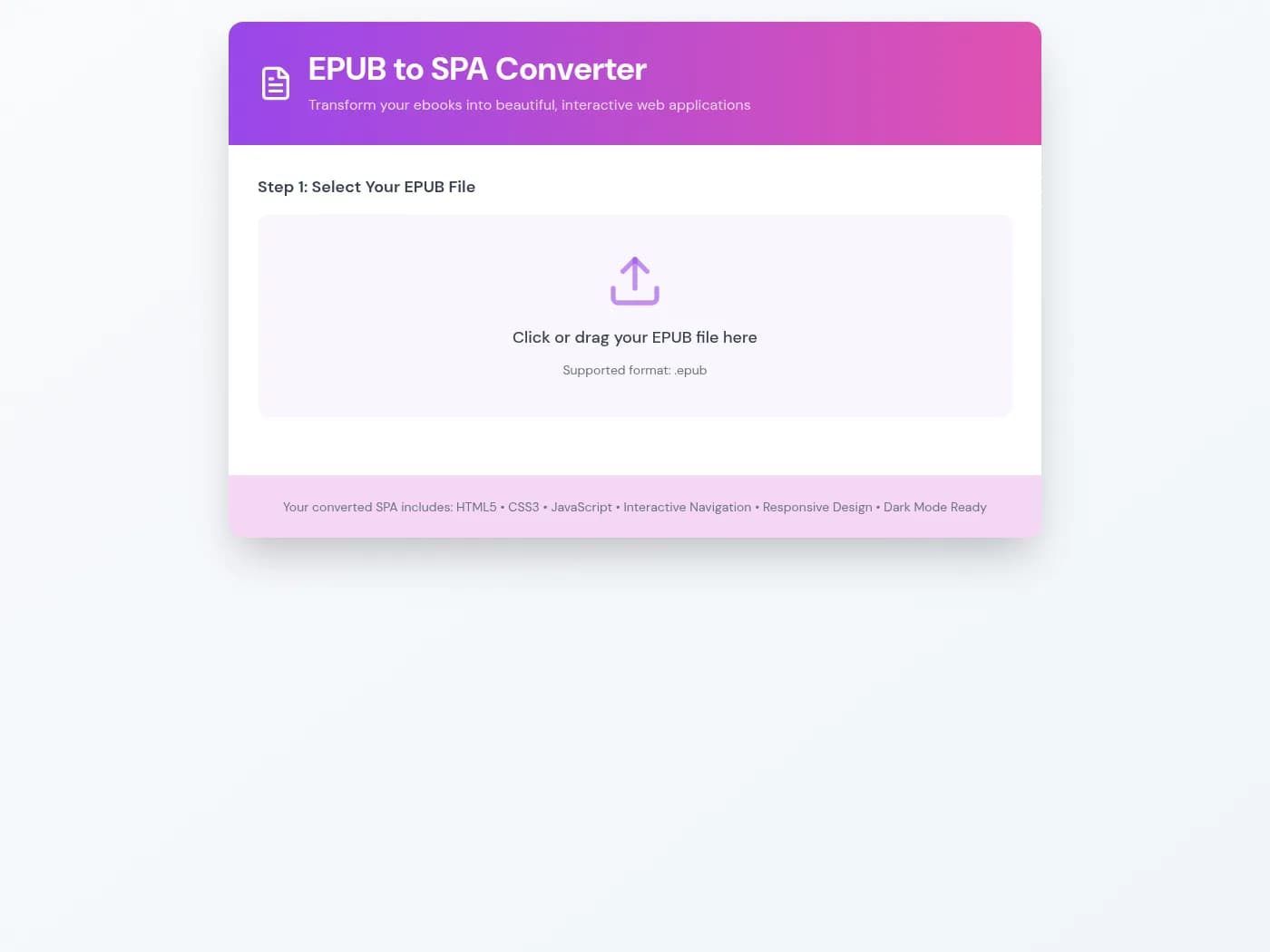EPUB to SPA Converter: Instantly Turn Ebooks into Interactive Web Apps