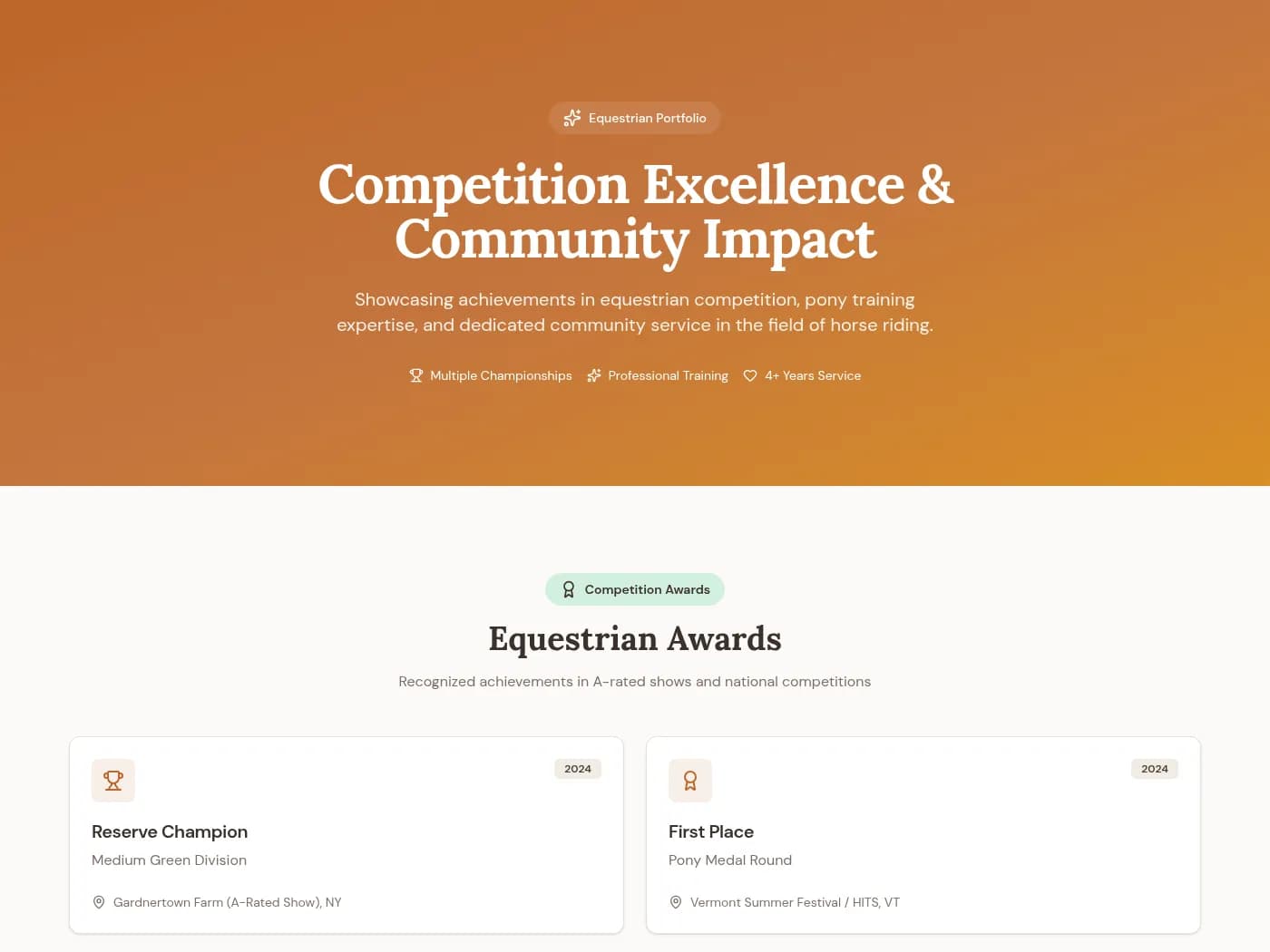 Equestrian Achievements & Community Impact Portfolio