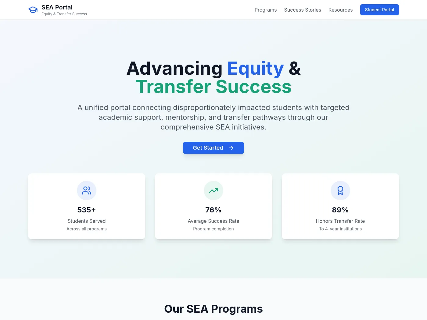 Equity & Transfer Success Portal for College SEA Initiatives