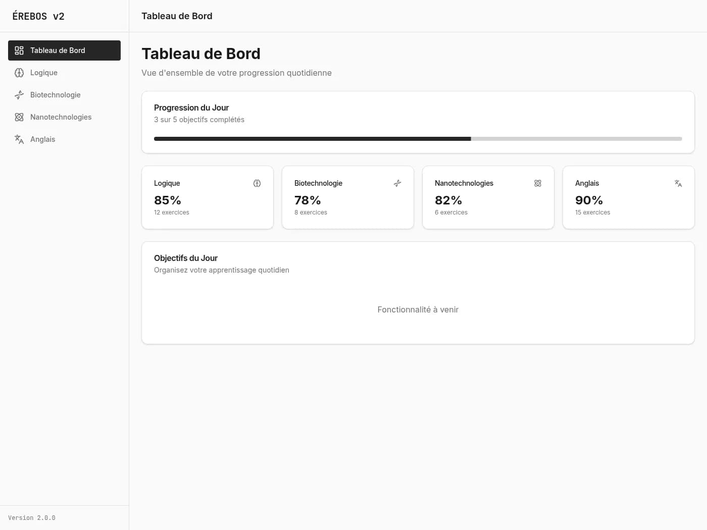 ÉREBOS v2 - Dashboard d’Excellence Scolaire & Entraînement IA pour Lycéens Ambitieux