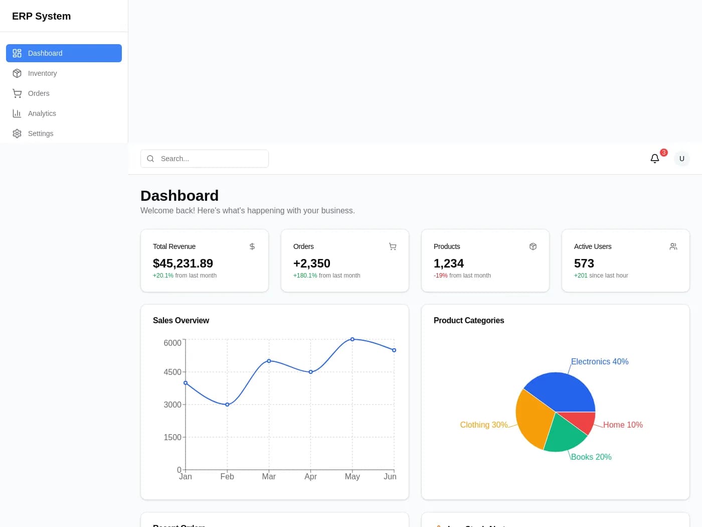 ERP Inventory & Order Management System