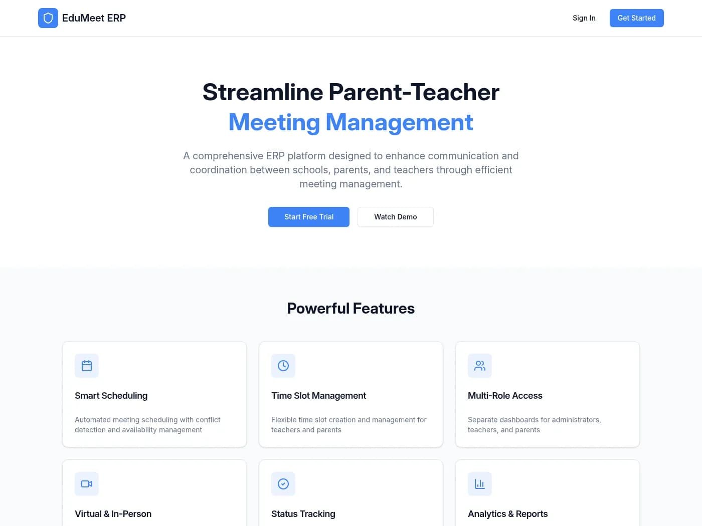 Parent-Teacher Meeting ERP System