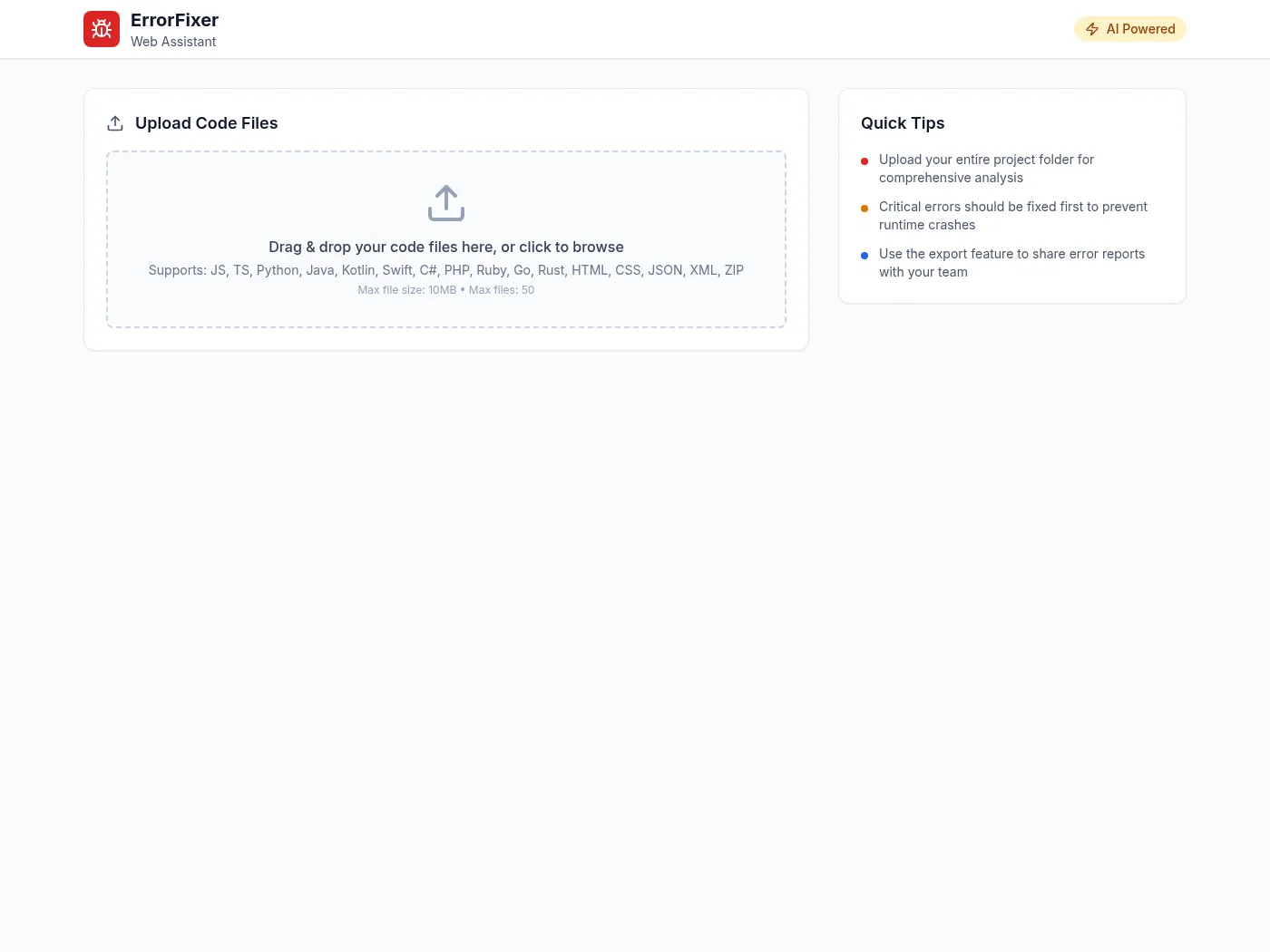 ErrorFixer Web Assistant
