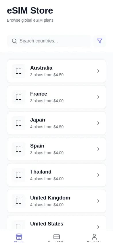 eSIM Manager Mobile Application