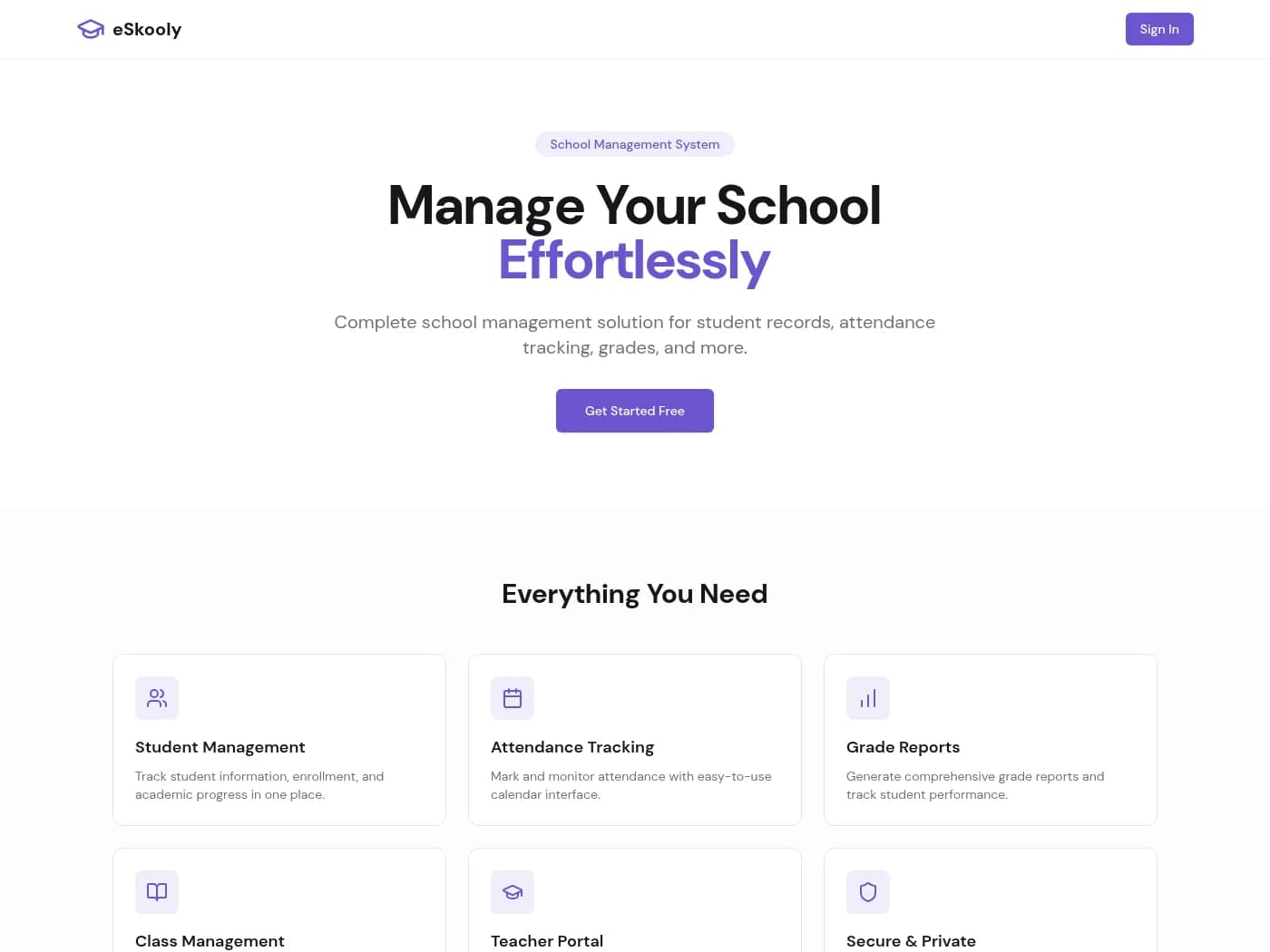 Eskooly Webapp Clone