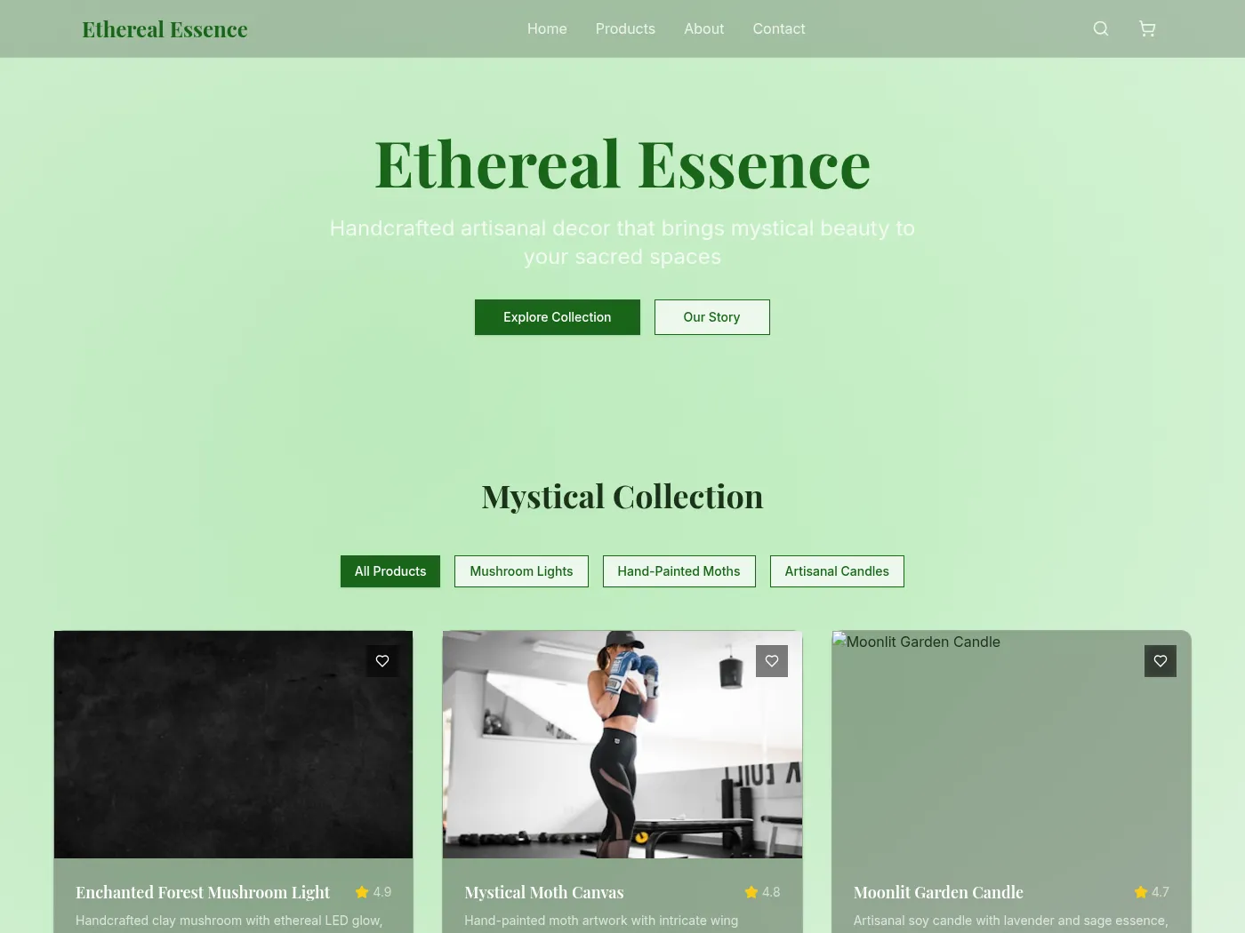 Ethereal Essence Online Store for Handcrafted Artisanal Decor