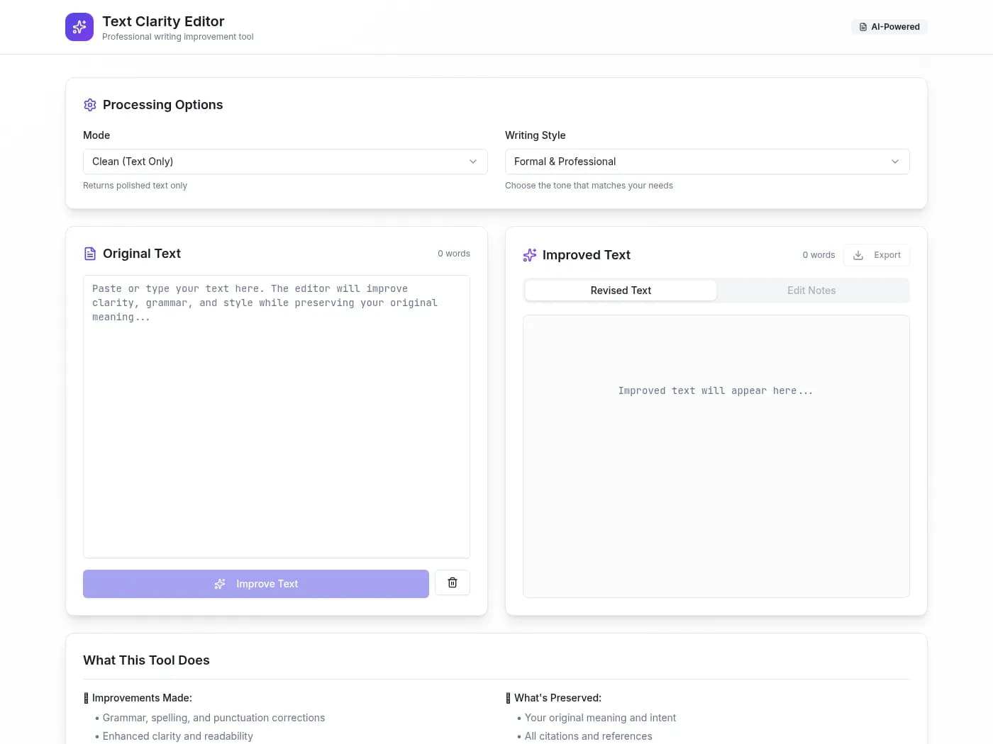 Ethical Rewrite & Humanizer Editor