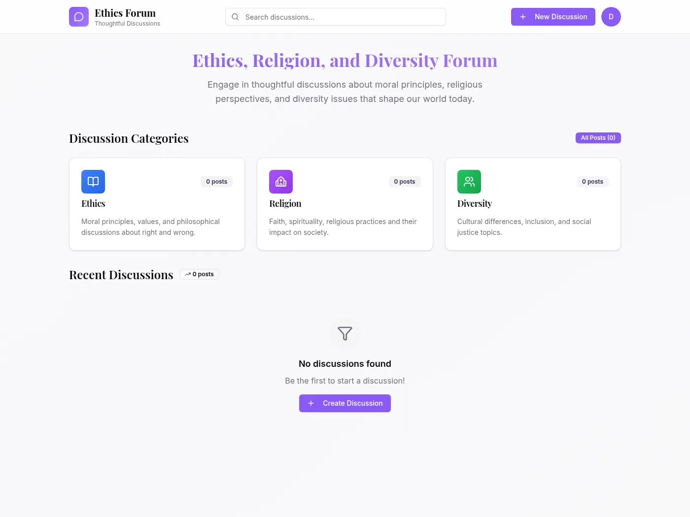 Ethics, Religion, and Diversity Discussion Forum