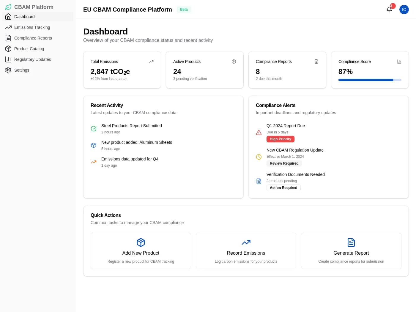 EU CBAM Compliance Platform
