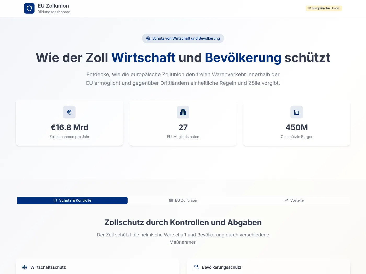 EU Customs Union Educational Dashboard