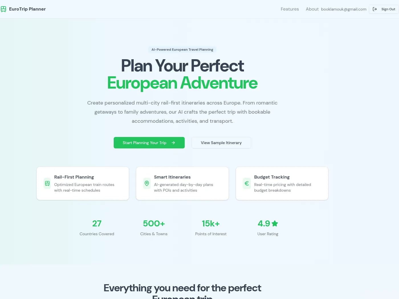 Raily EuroTrip Multi-City Rail-First Itinerary Planner & Booking Platform