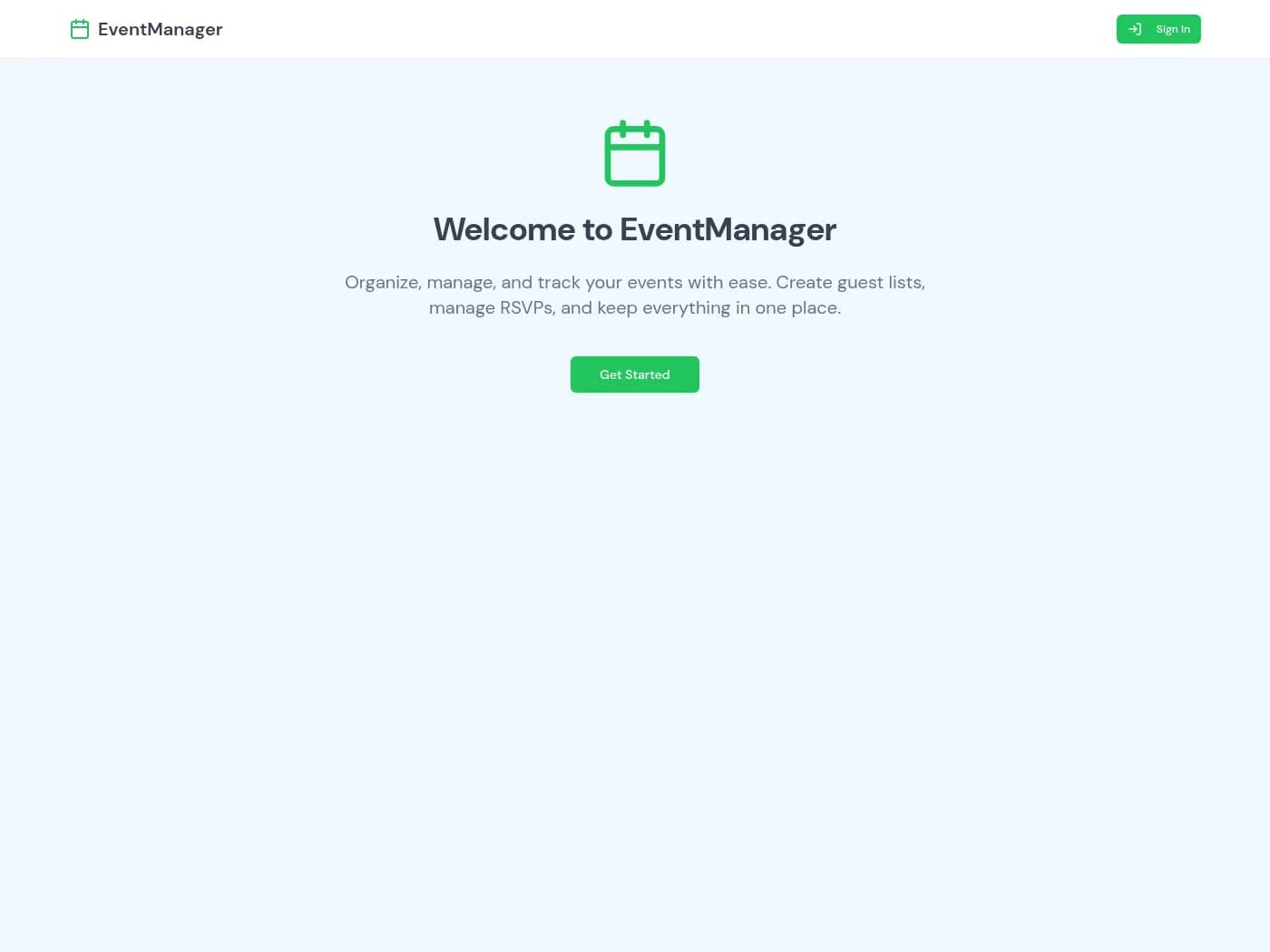 Event Manager Webpage