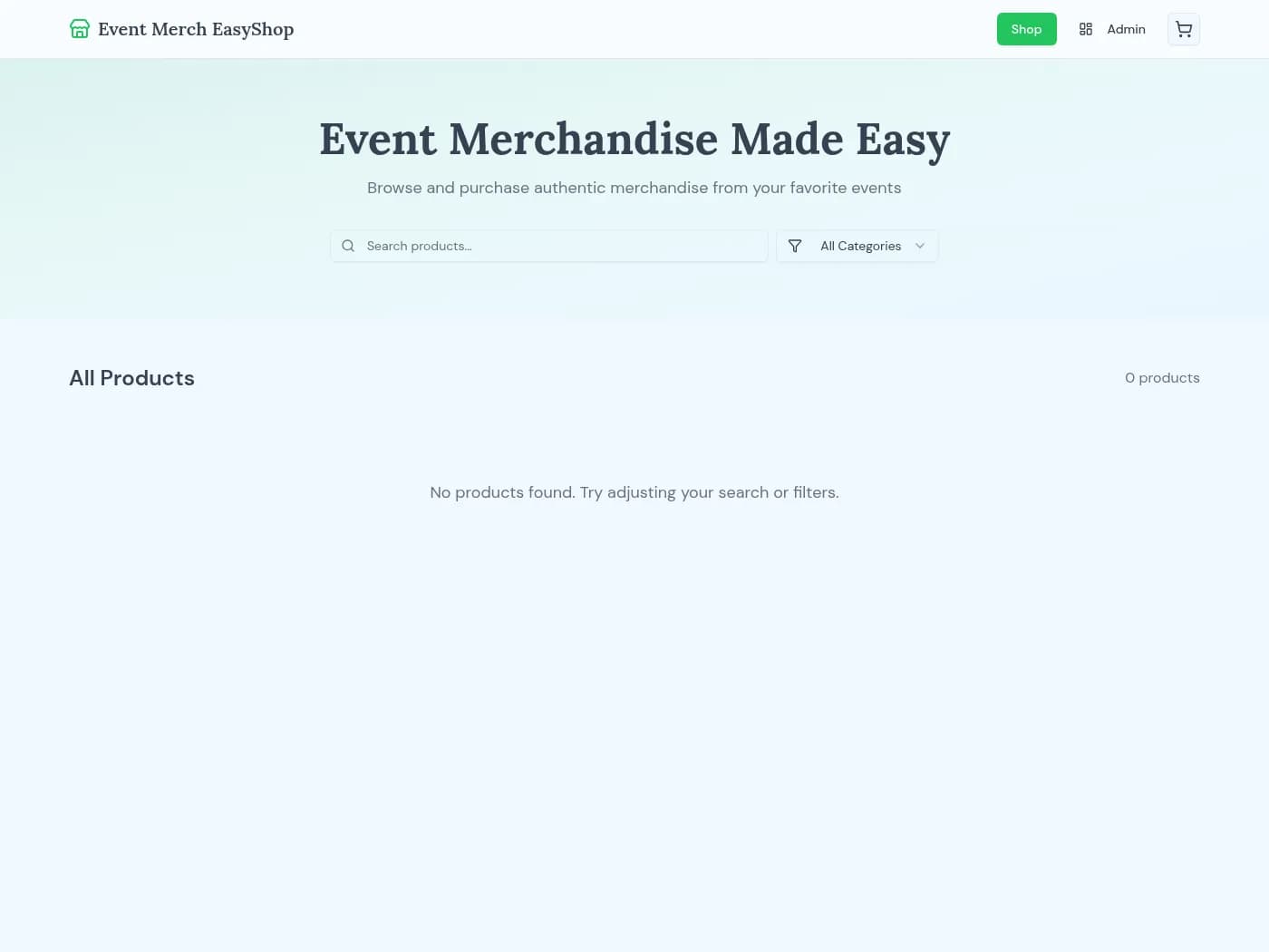Event Merch EasyShop: Effortless Event Merchandise Ecommerce