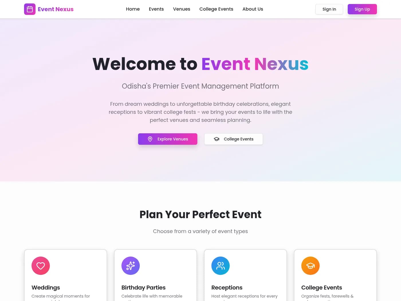 Event Nexus – Odisha's Comprehensive Event Management Platform