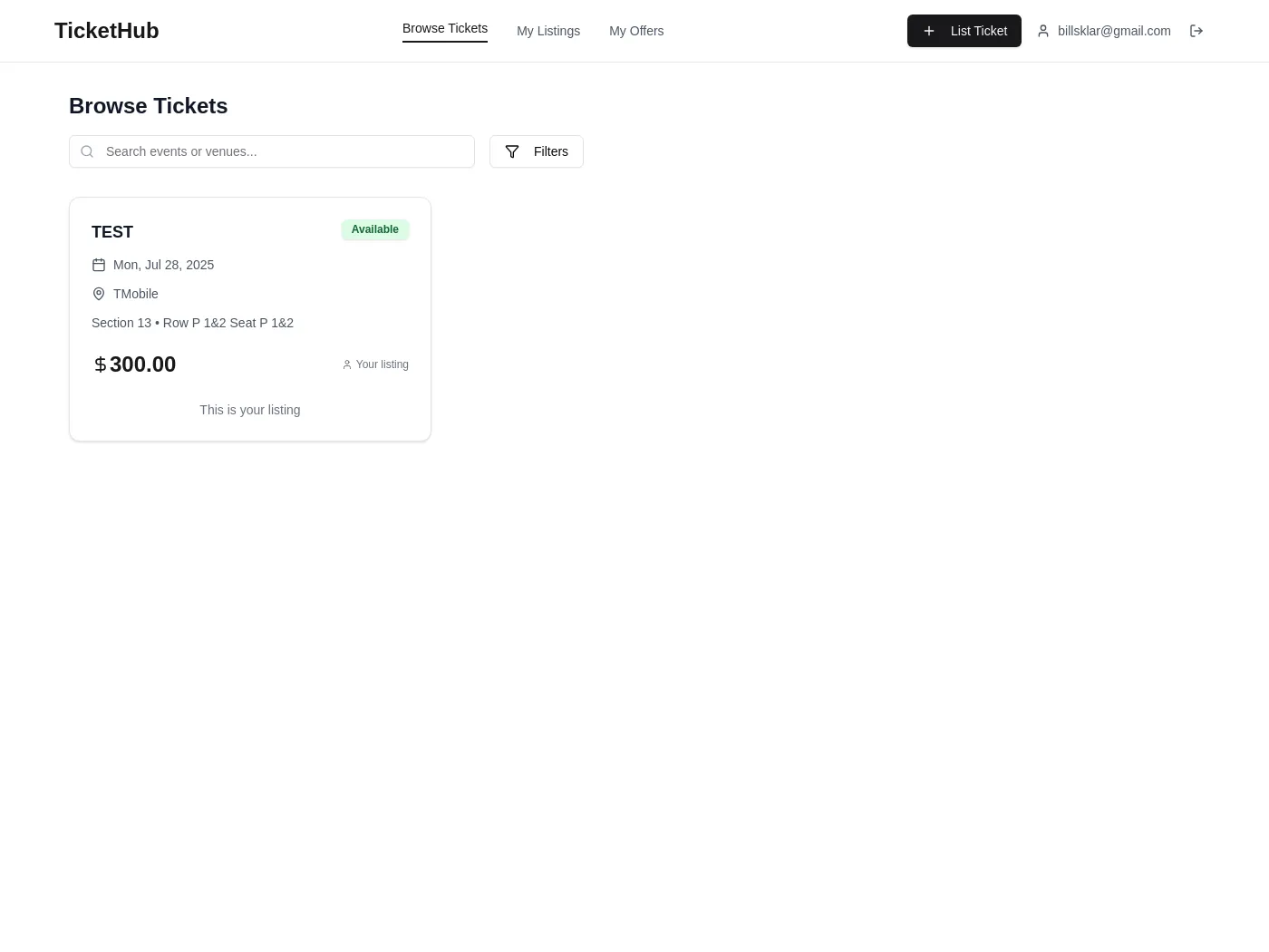 Event Ticket Marketplace with Offer System
