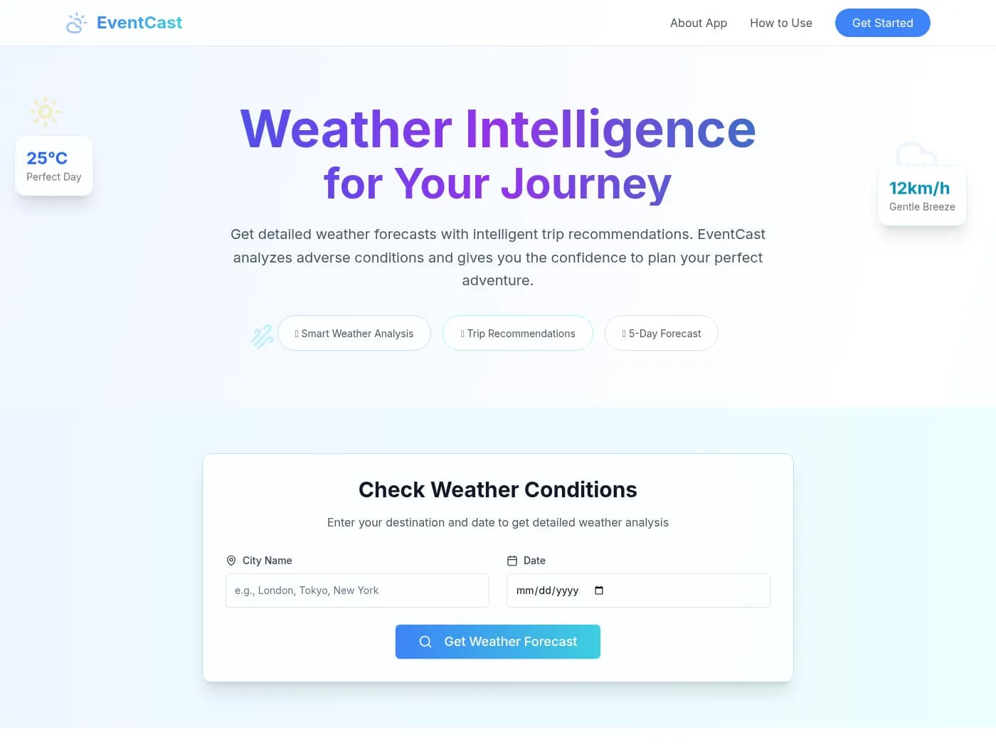 EventCast: Animated Weather App Landing Page