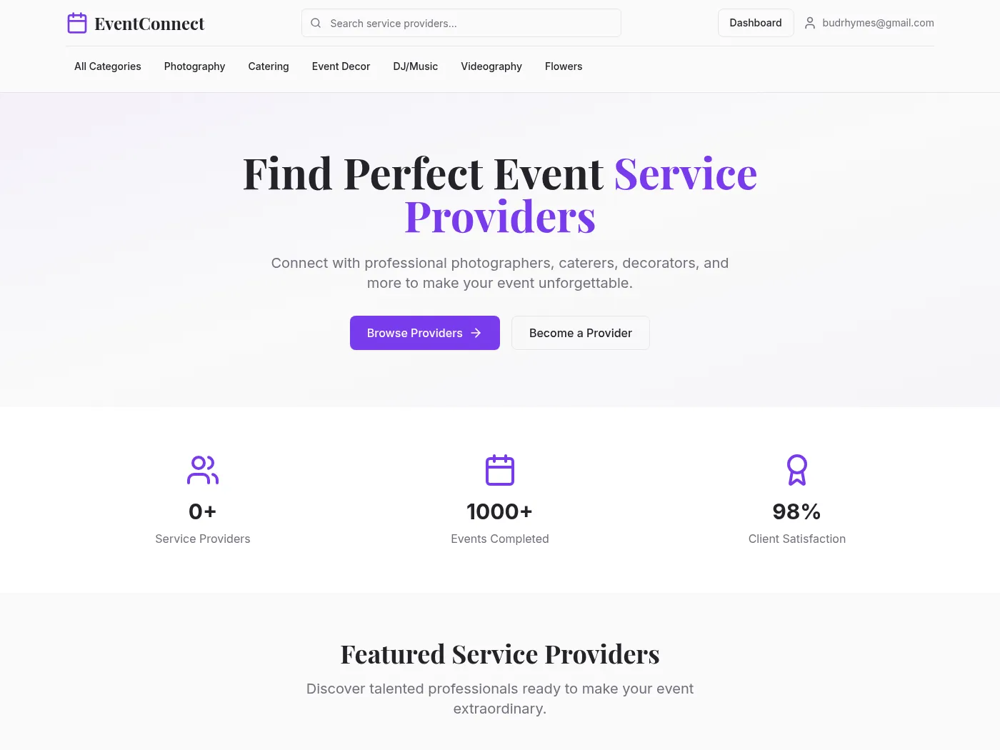 EventConnect: Service Provider & Events Platform