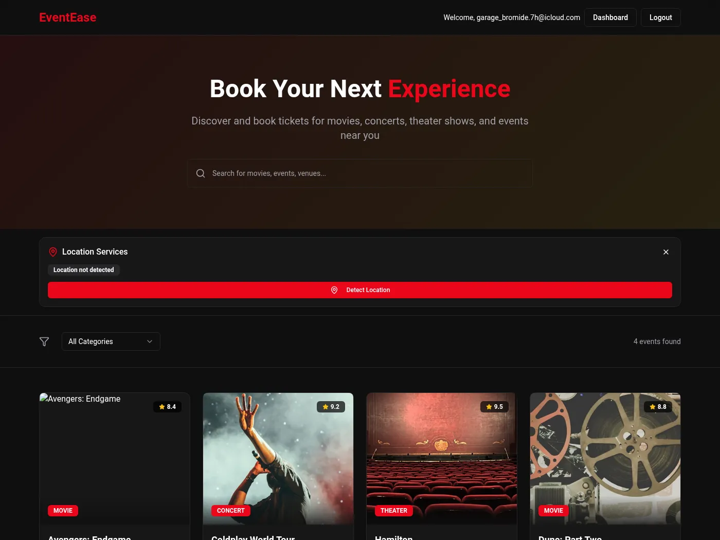EventEase: Full-Stack Event & Movie Booking Platform