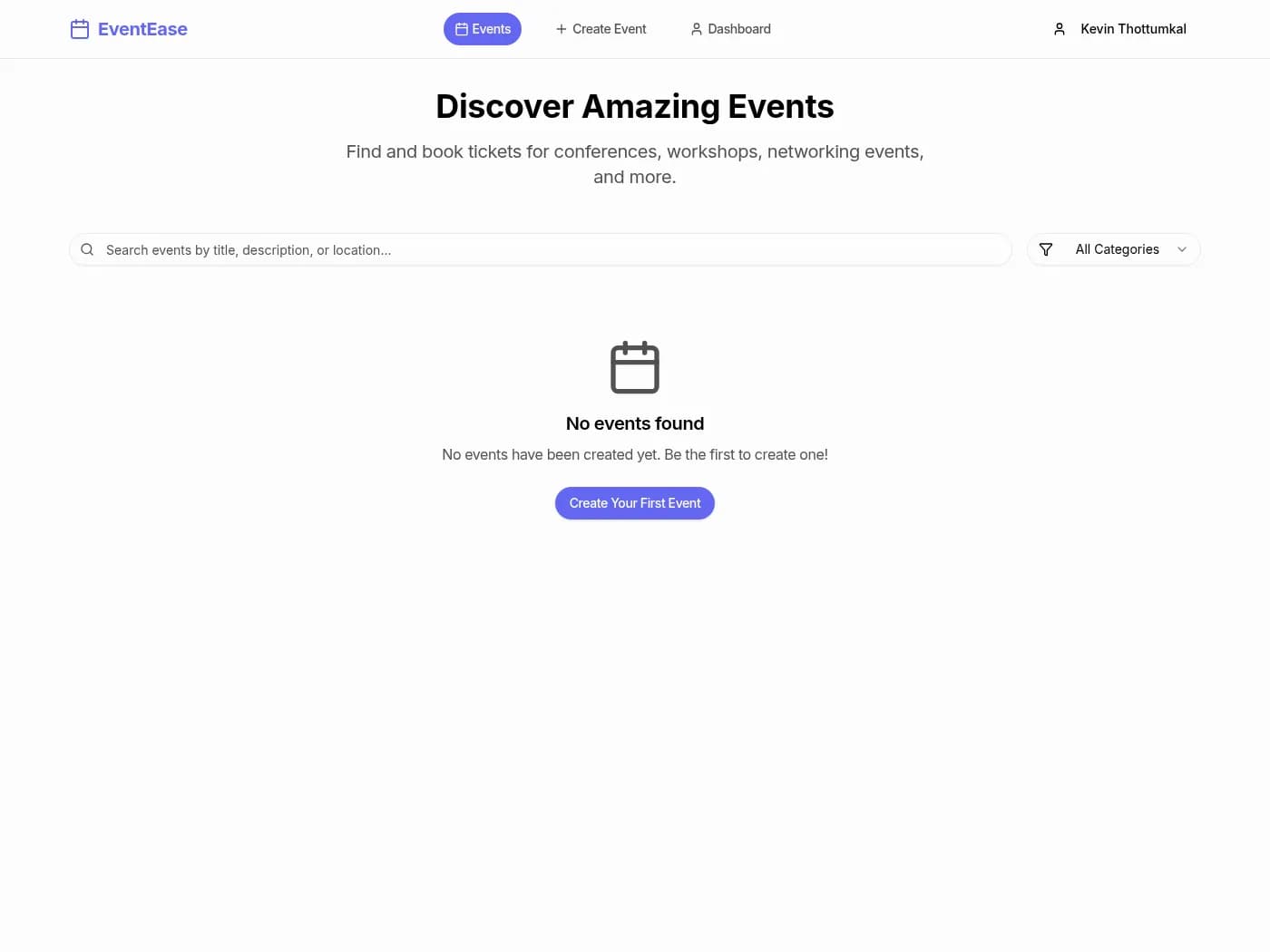 EventEase: Full-Stack Event Management & Booking Platform