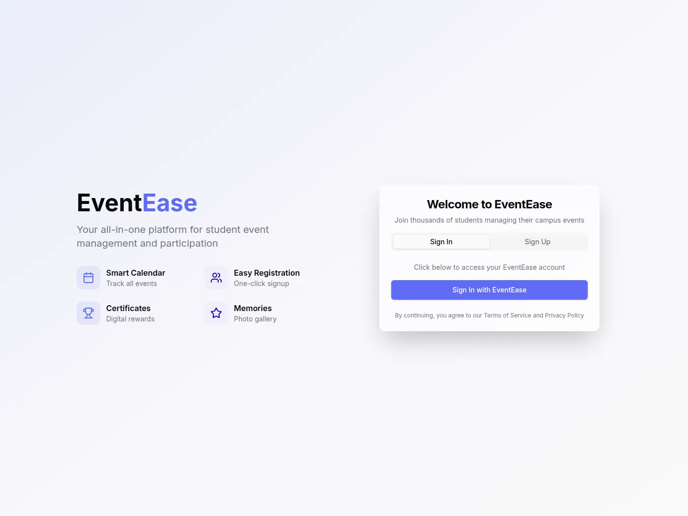 EventEase: Student Event Management & Participation Platform