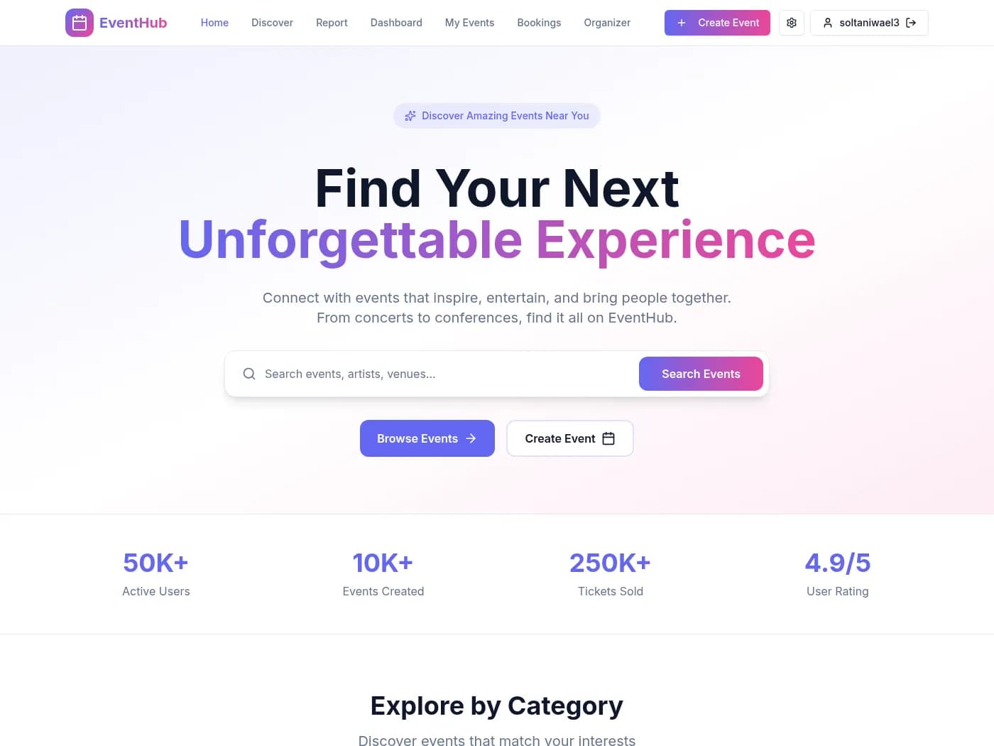 EventHub – Complete Platform for Real-Time Event Creation, Discovery & Management