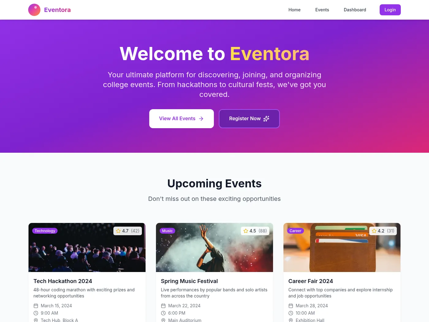 Eventora Event Management Website