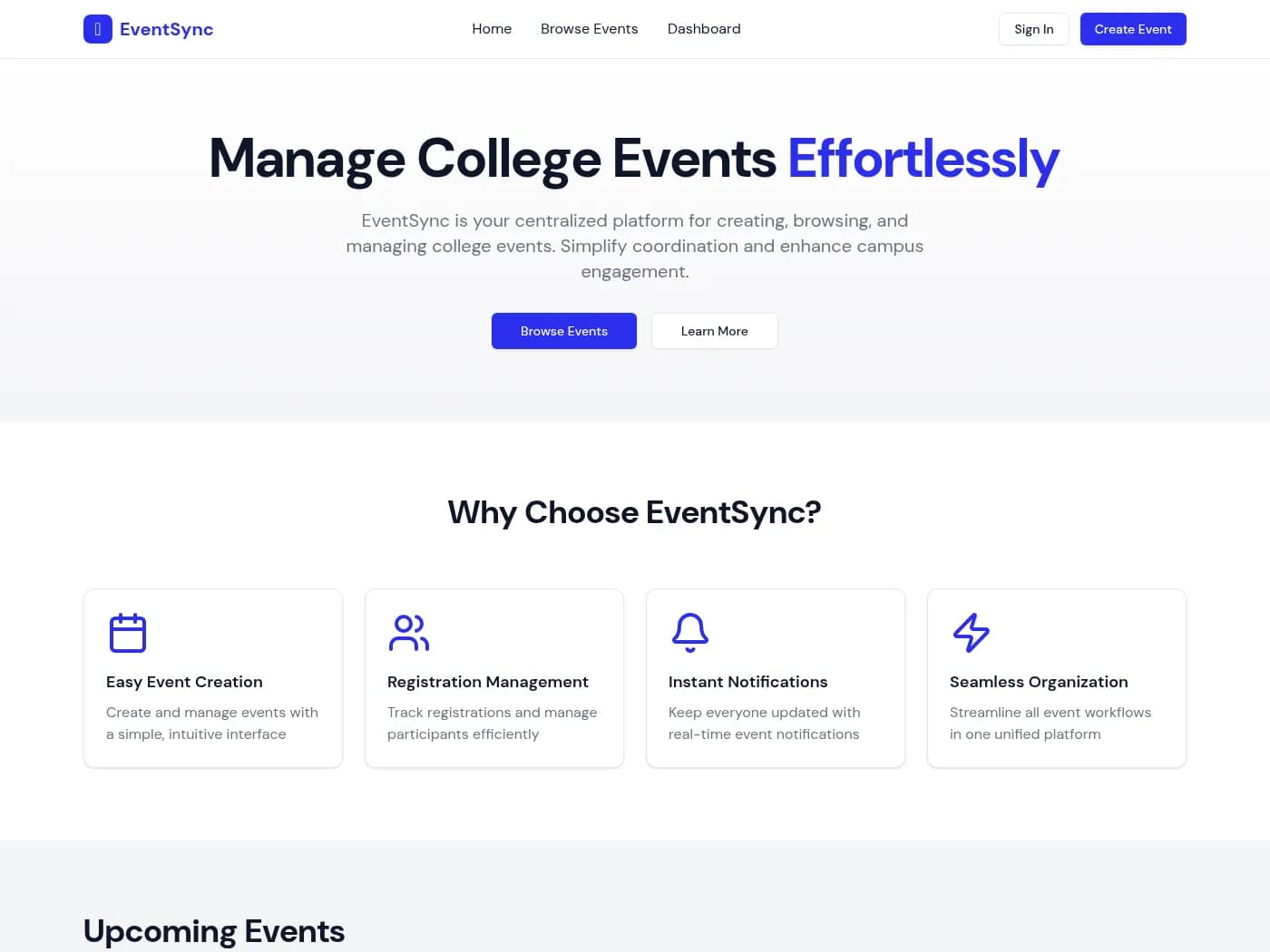 EventSync: Unified Web Platform for College Event Management