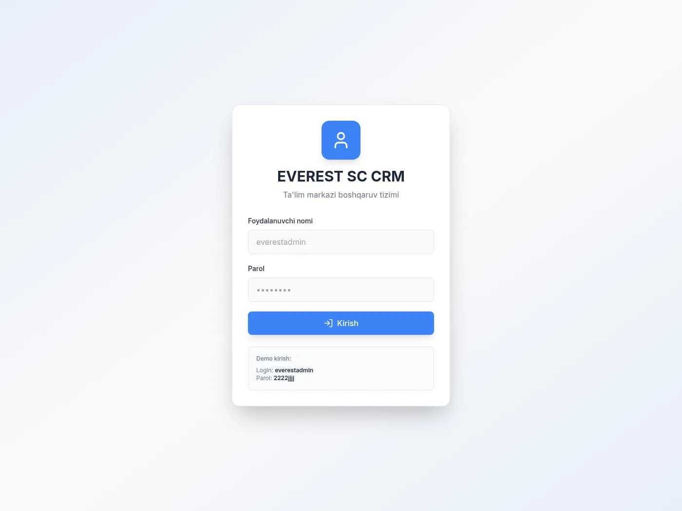 EVEREST SC — Ta’lim markazi uchun zamonaviy professional CRM tizimi