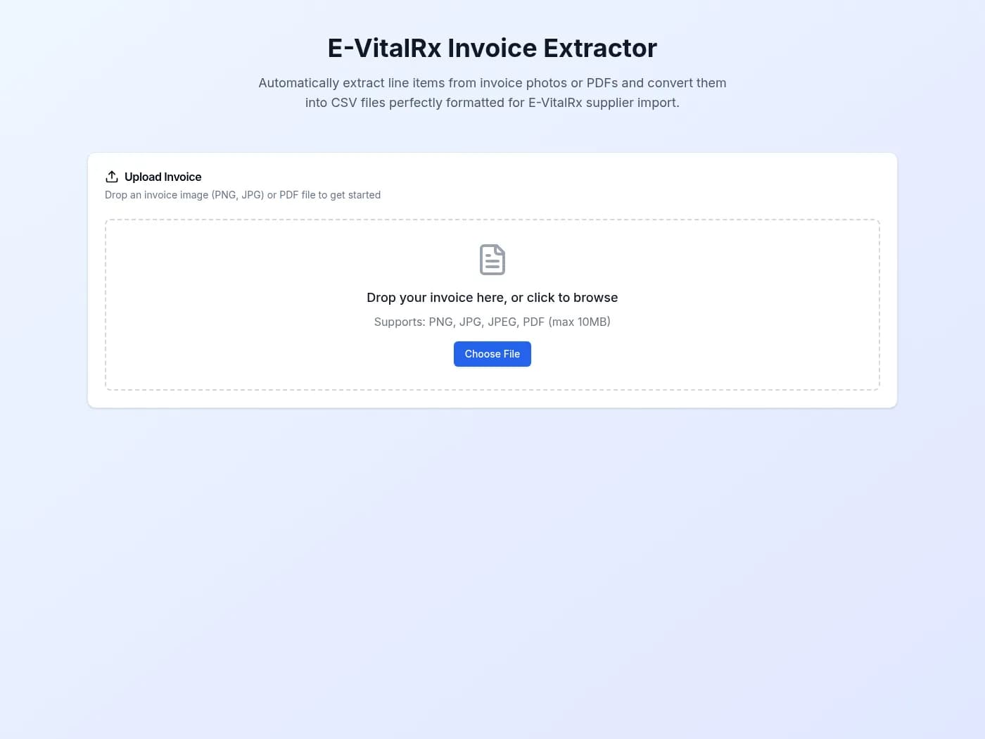 E-VitalRx Invoice Line-Item Extractor