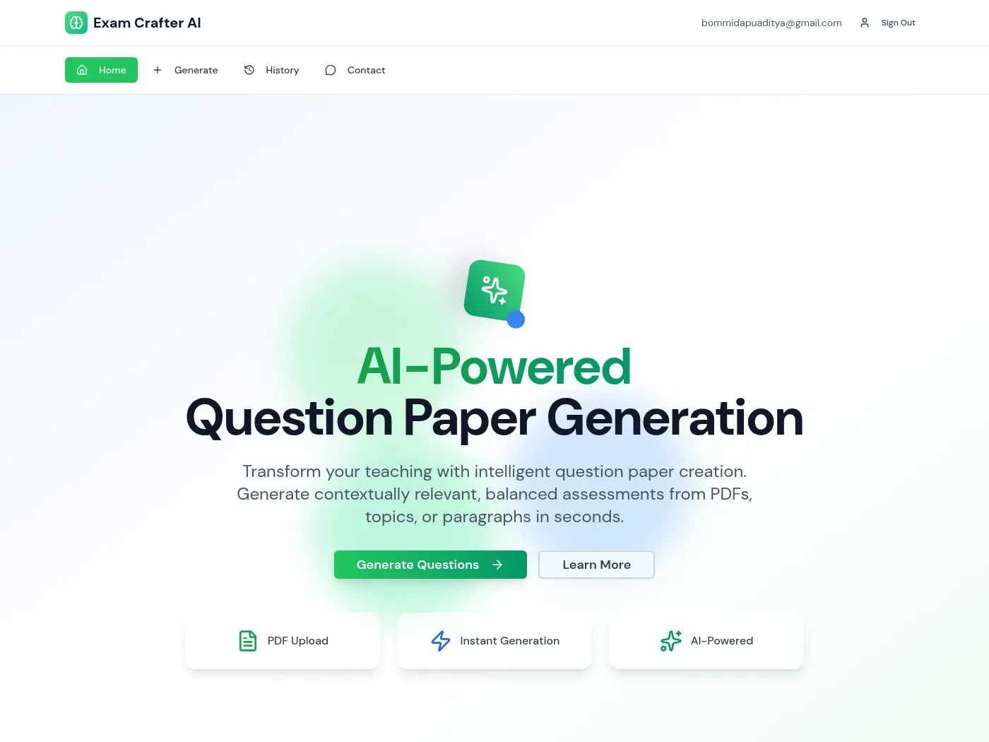 Exam Crafter AI Frontend Revamp