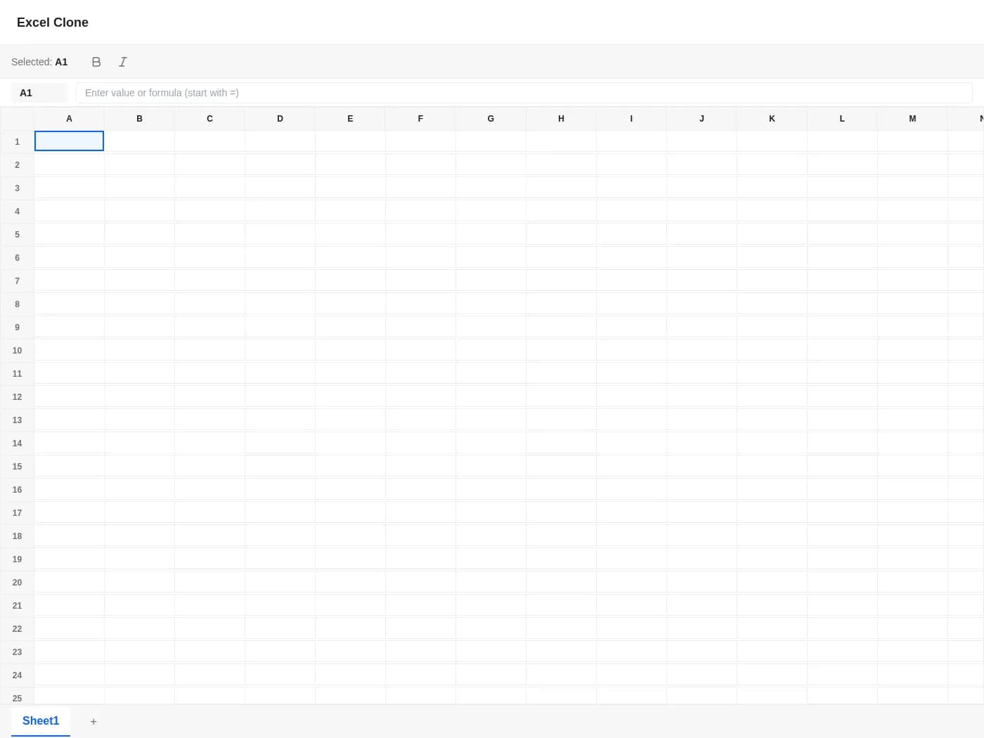 Excel Clone - Advanced Web Spreadsheet Application