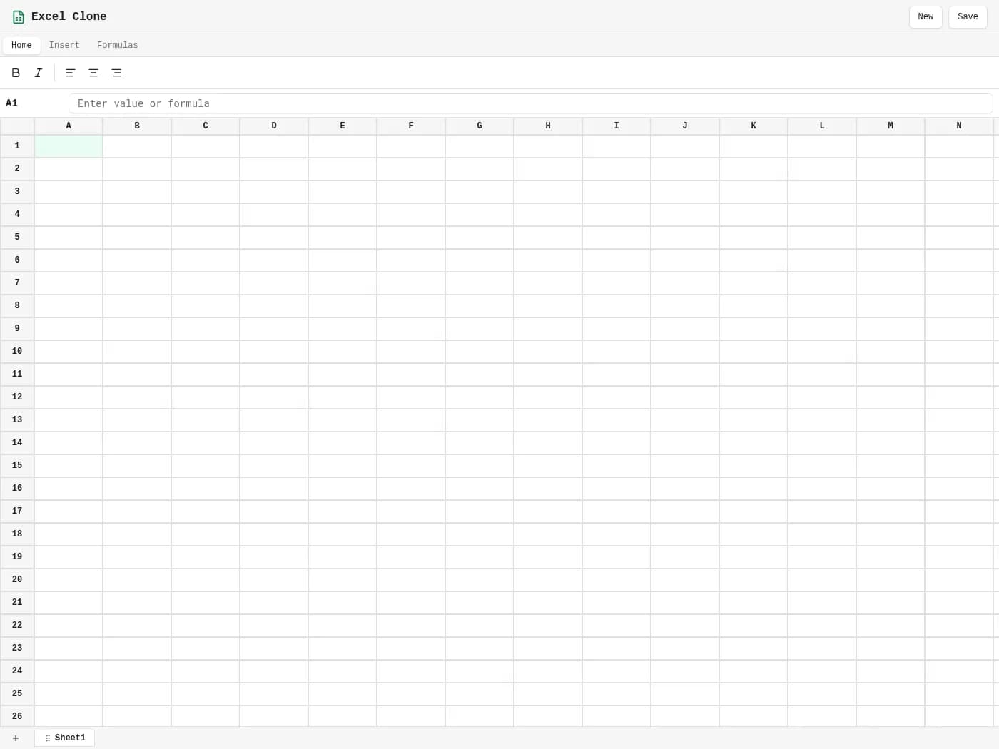 Excel Clone – Online Spreadsheet Application