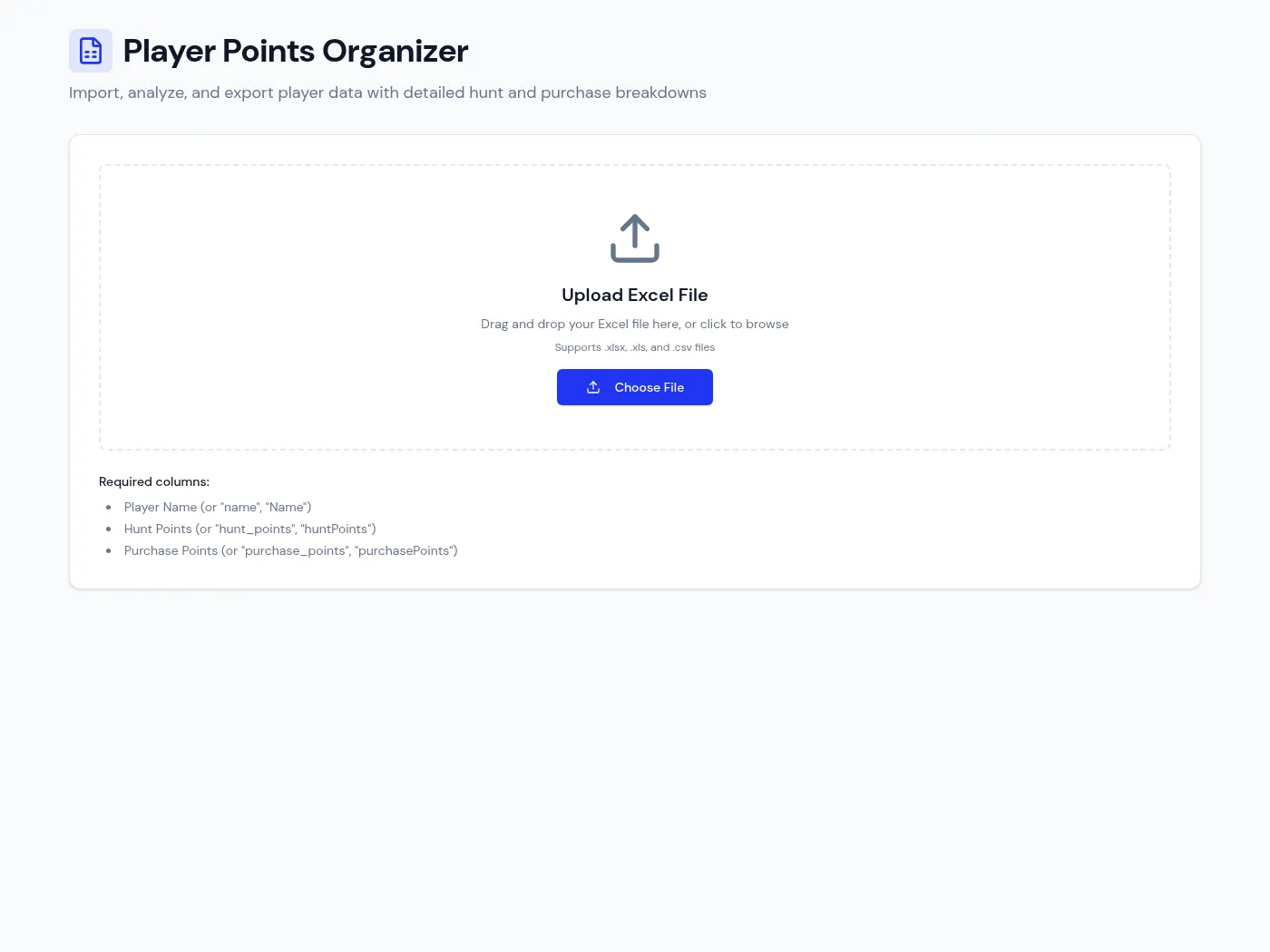 Excel Player Points Organizer & Exporter