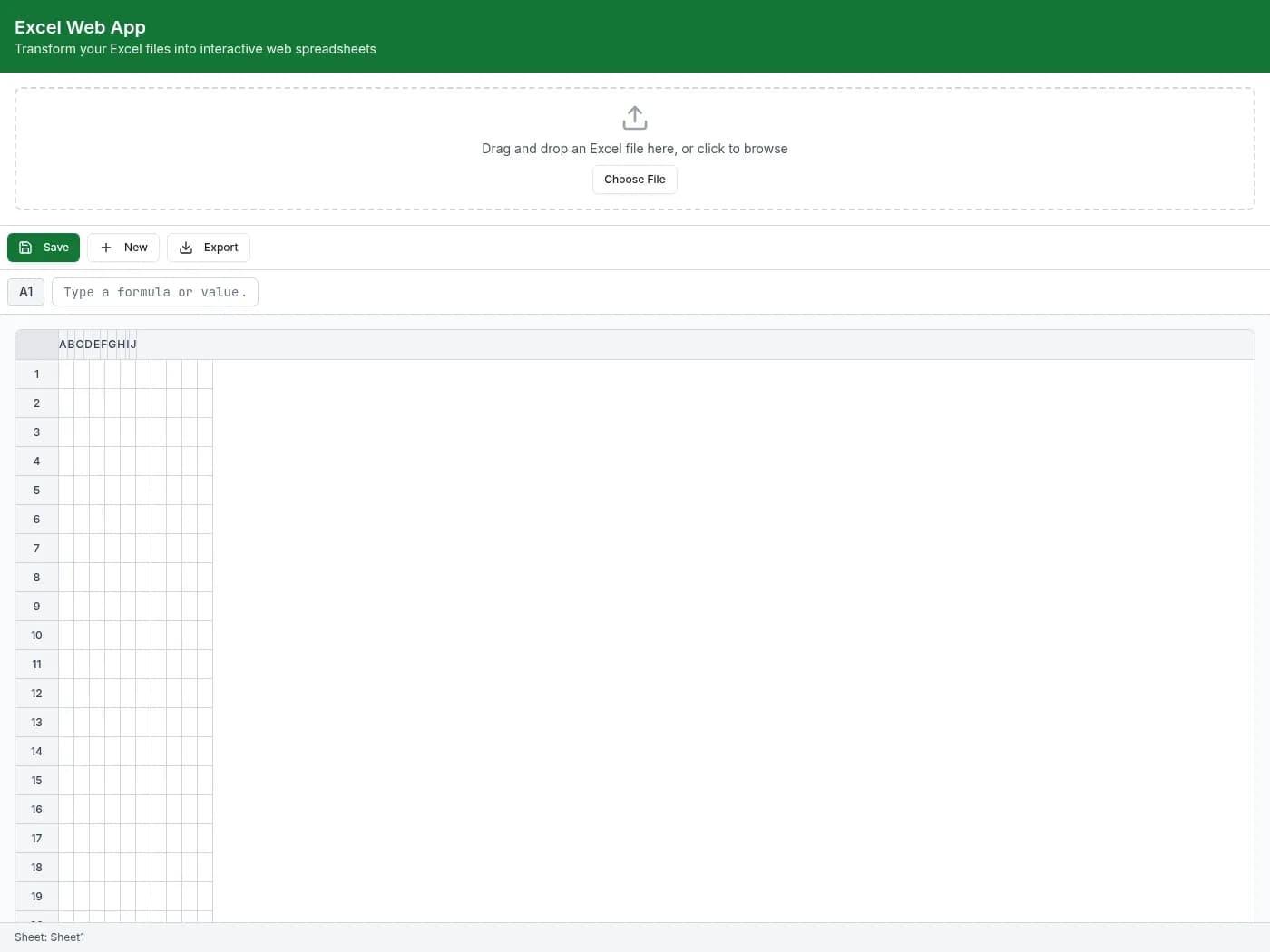 Excel Sheet Web App Converter